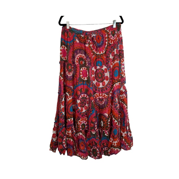 Cato | Skirts | Cato Pink Paisley Medallion Broomstick Tiered Maxi ...
